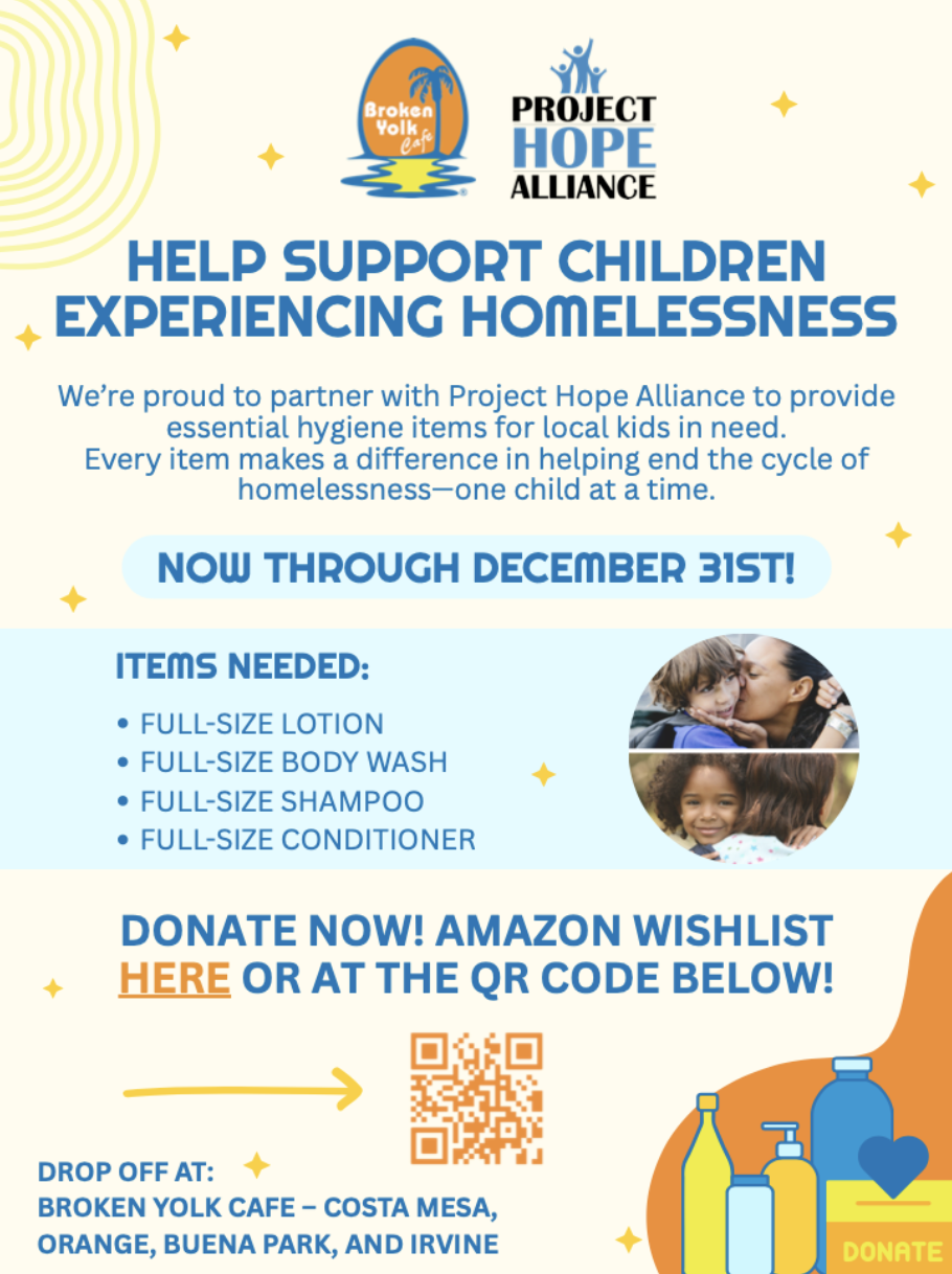 Broken Yolk Cafe x Project Hope Alliance Donation Drive - San Diego ...